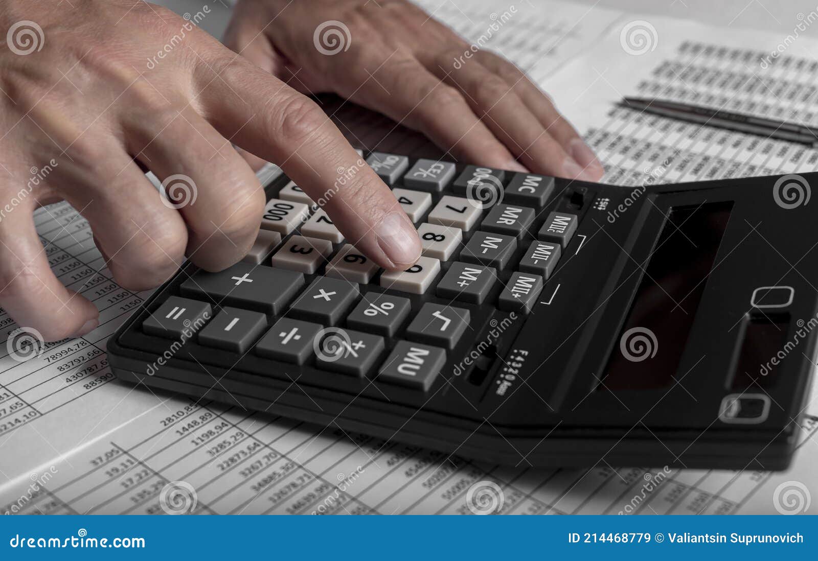 Male Hand Calculating on Calculator, Accounting Concept Stock Image ...