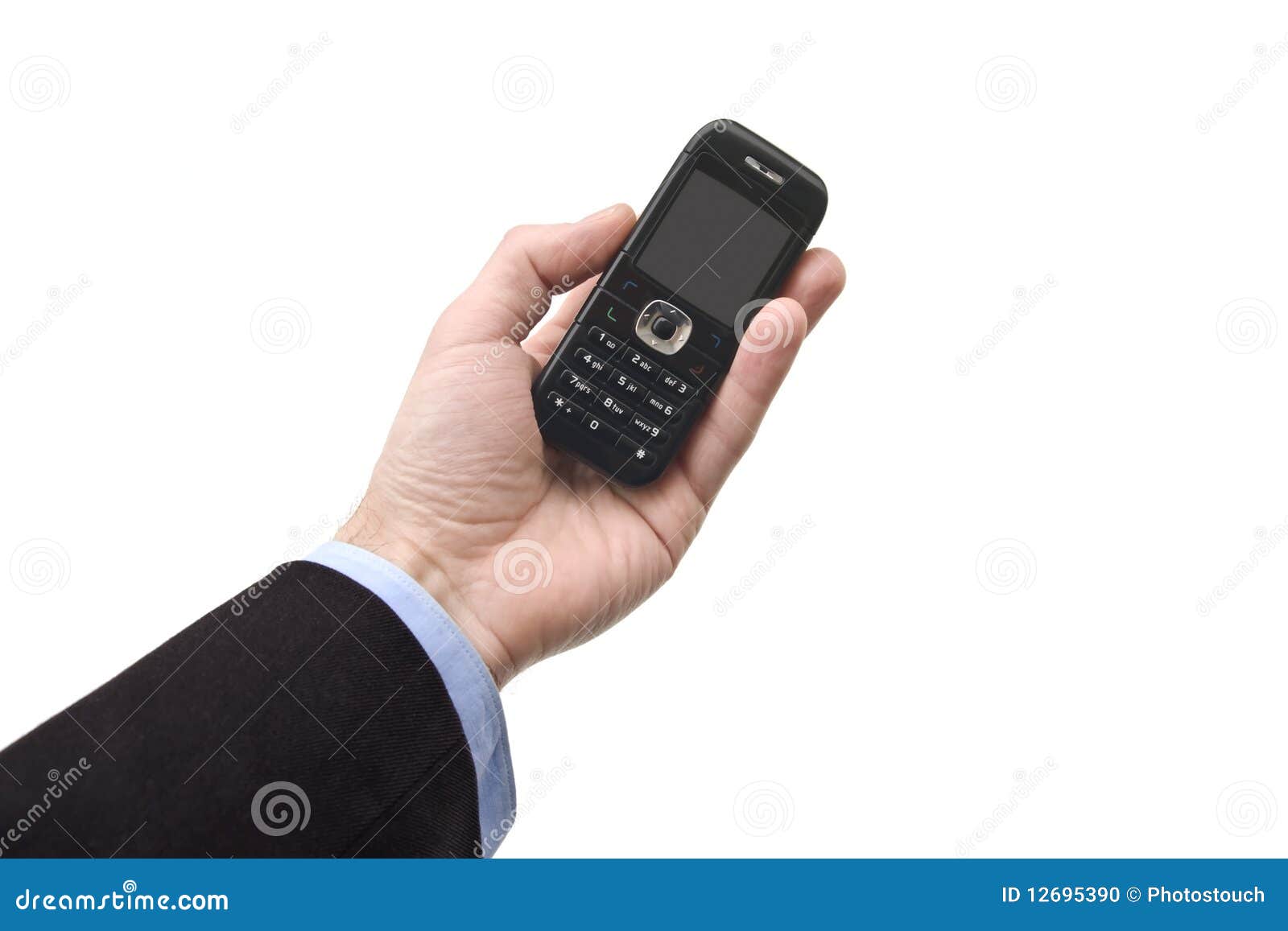 Male Hand with Cell Phone on White Background Stock Photo - Image of ...