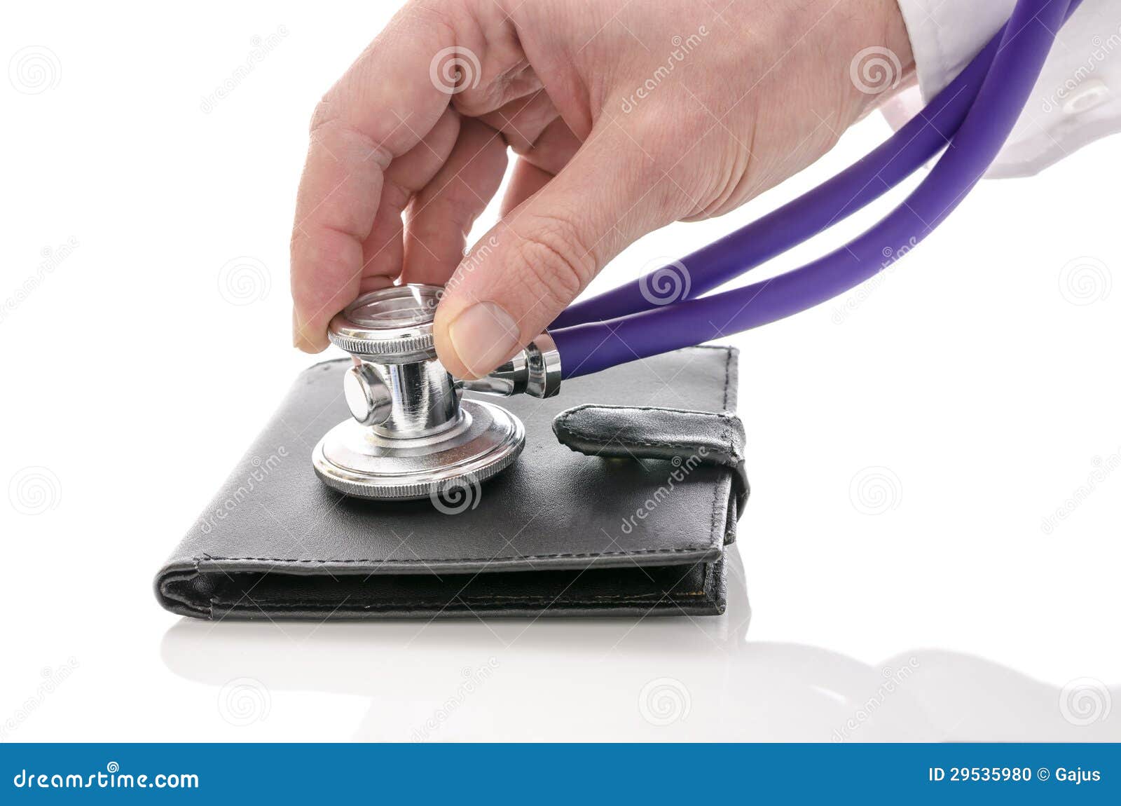 Male Hand Checking a Wallet with Stethoscope Stock Photo - Image of ...