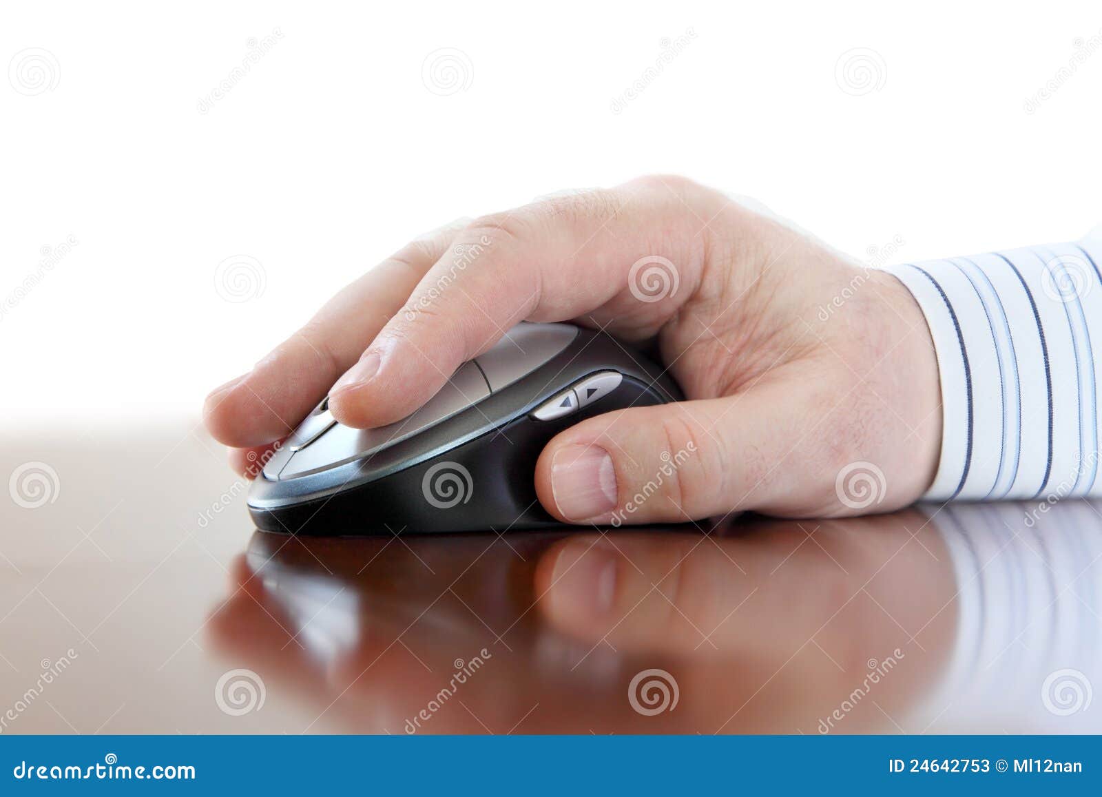 Male Hand with Computer Mouse Stock Image - Image of hand, pointing ...