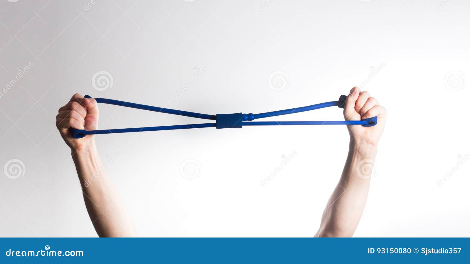 Male Hand Doing Streching Exercise with Rope during Training Workout ...