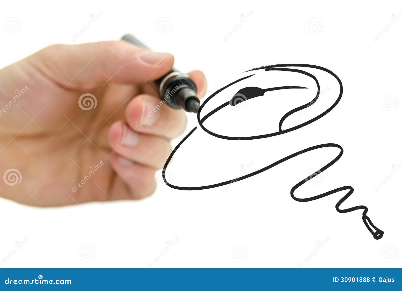 Male Hand Drawing Computer Mouse Stock Photo - Image of mouse, marker ...