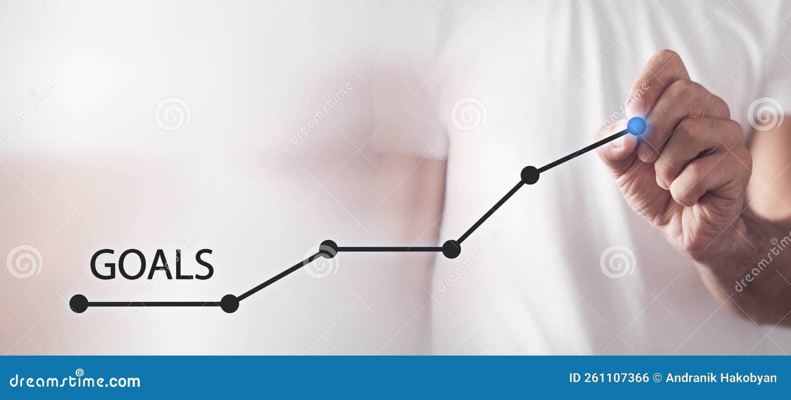 Male Hand Drawing Goals Growth Graph Stock Photo - Image of management ...