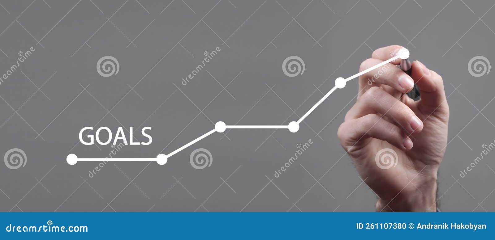 Male Hand Drawing Goals Growth Graph Stock Photo - Image of development ...