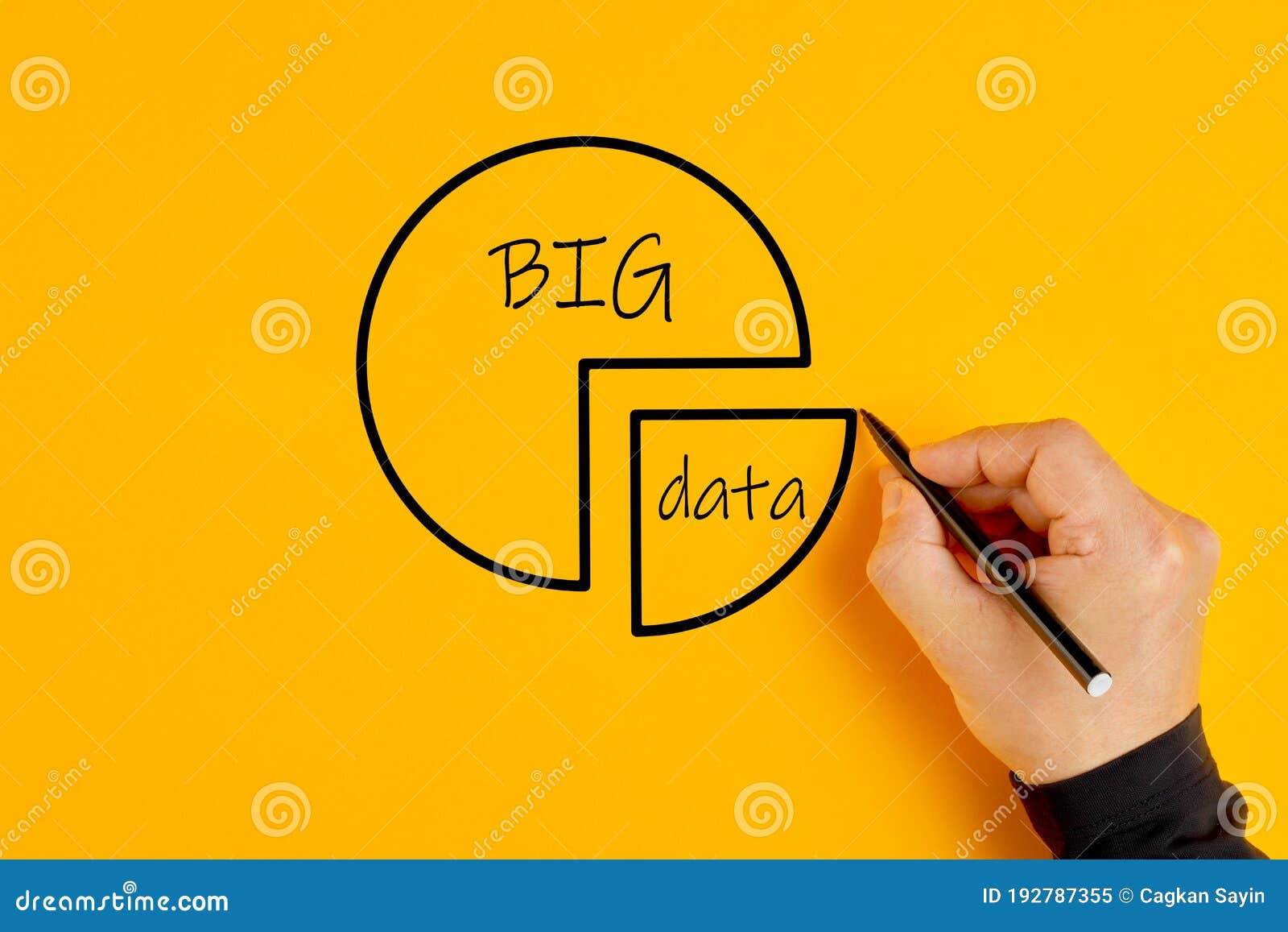 Male Hand Drawing a Pie Chart with the Words Big Data Written in it ...