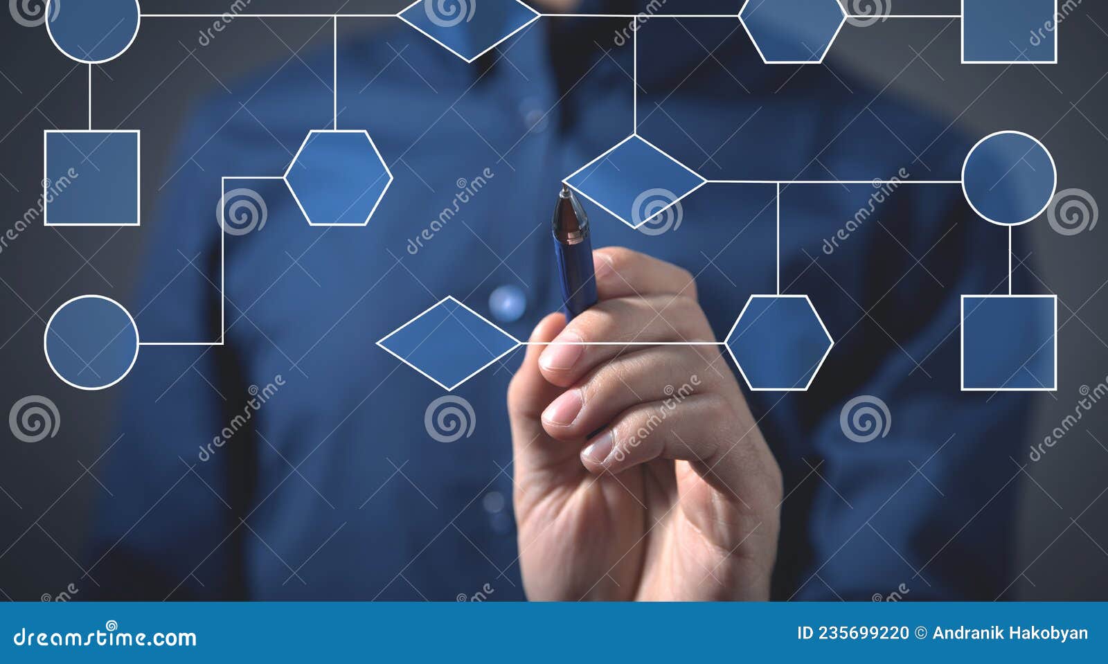 Male Hand Drawing Process Flowchart Diagram Stock Photo - Image of ...