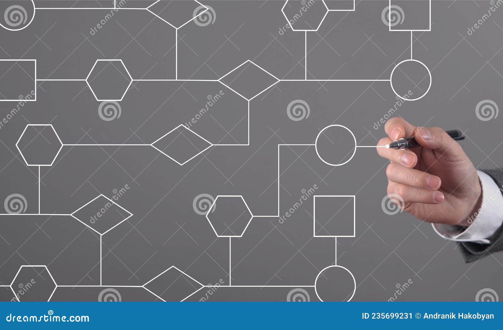 Male Hand Drawing Process Flowchart Diagram Stock Image - Image of ...
