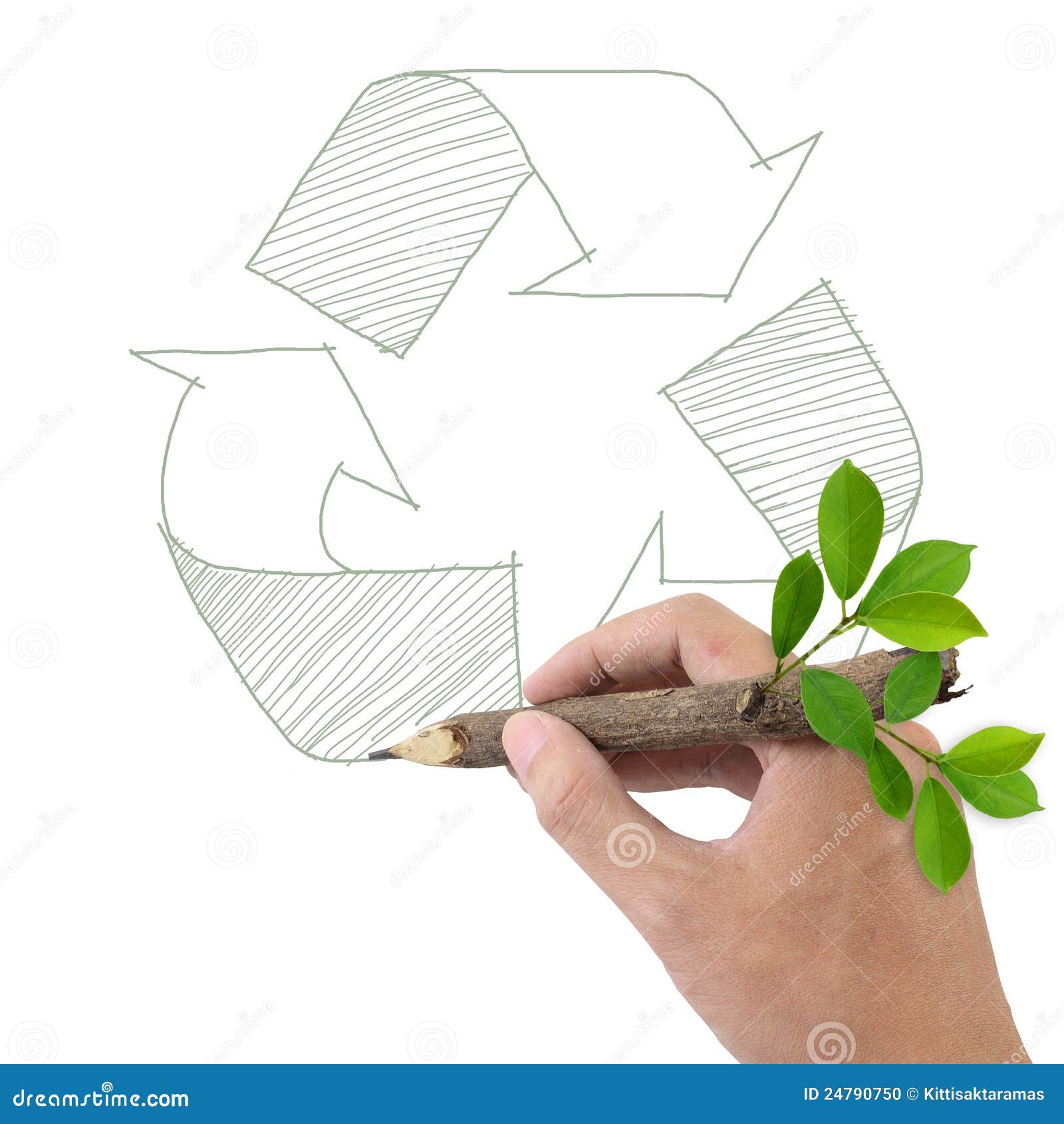 Male Hand Drawing Recycle Symbol. Royalty-Free Stock Image ...