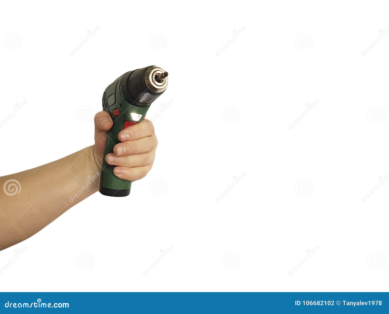Male Hand Work Drill, Isolated Stock Photo - Image of drilling, male ...