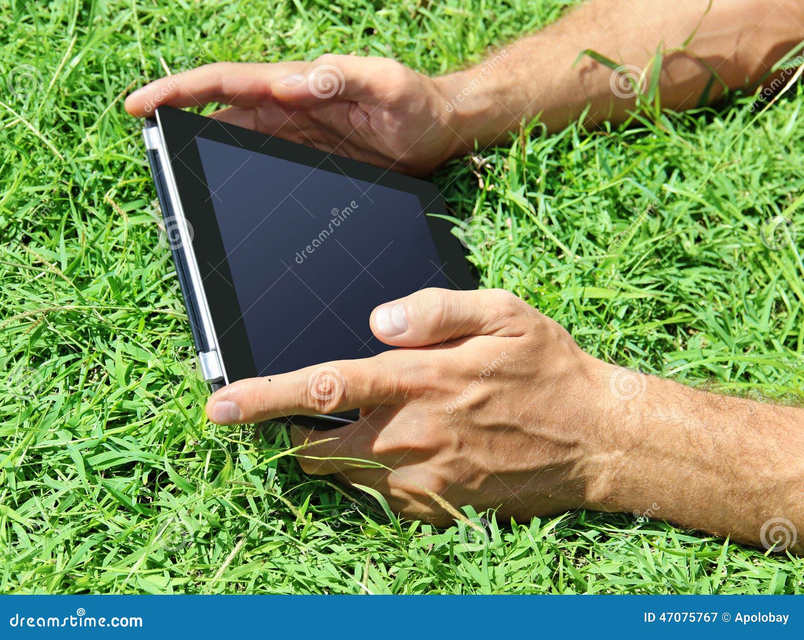 Male Hand with Electronic Handheld Device Stock Image - Image of ...