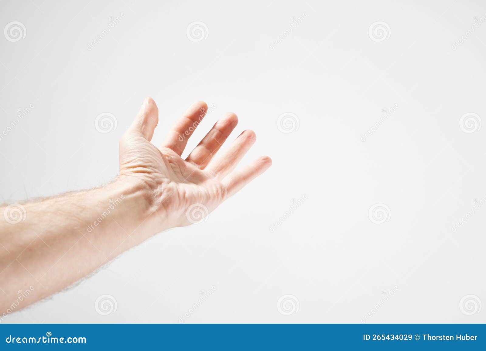 Male Hand in Front of White Background Stock Image - Image of isolated ...