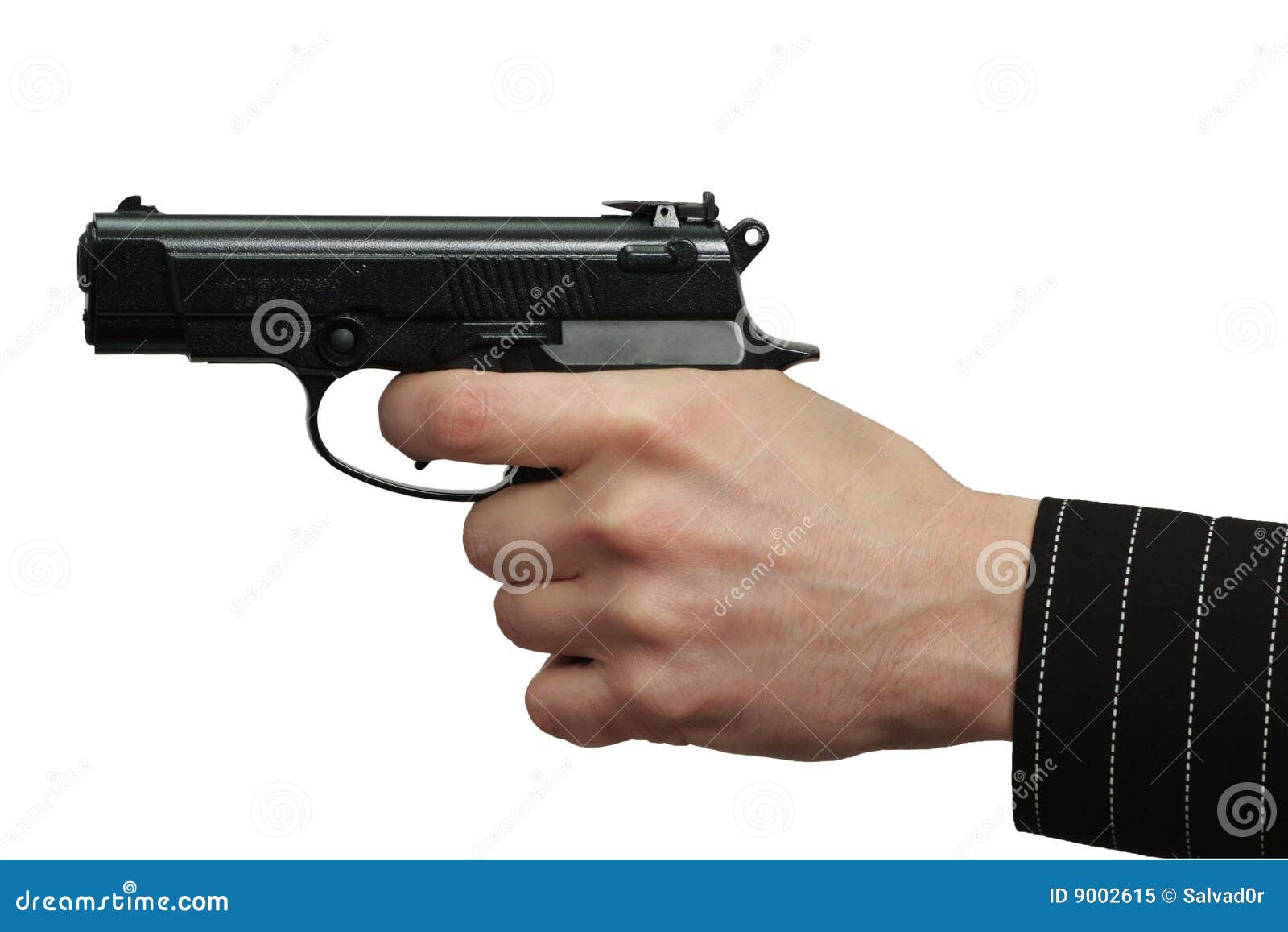 The Male Hand with a Gun Isolate Stock Image - Image of pistol, white ...
