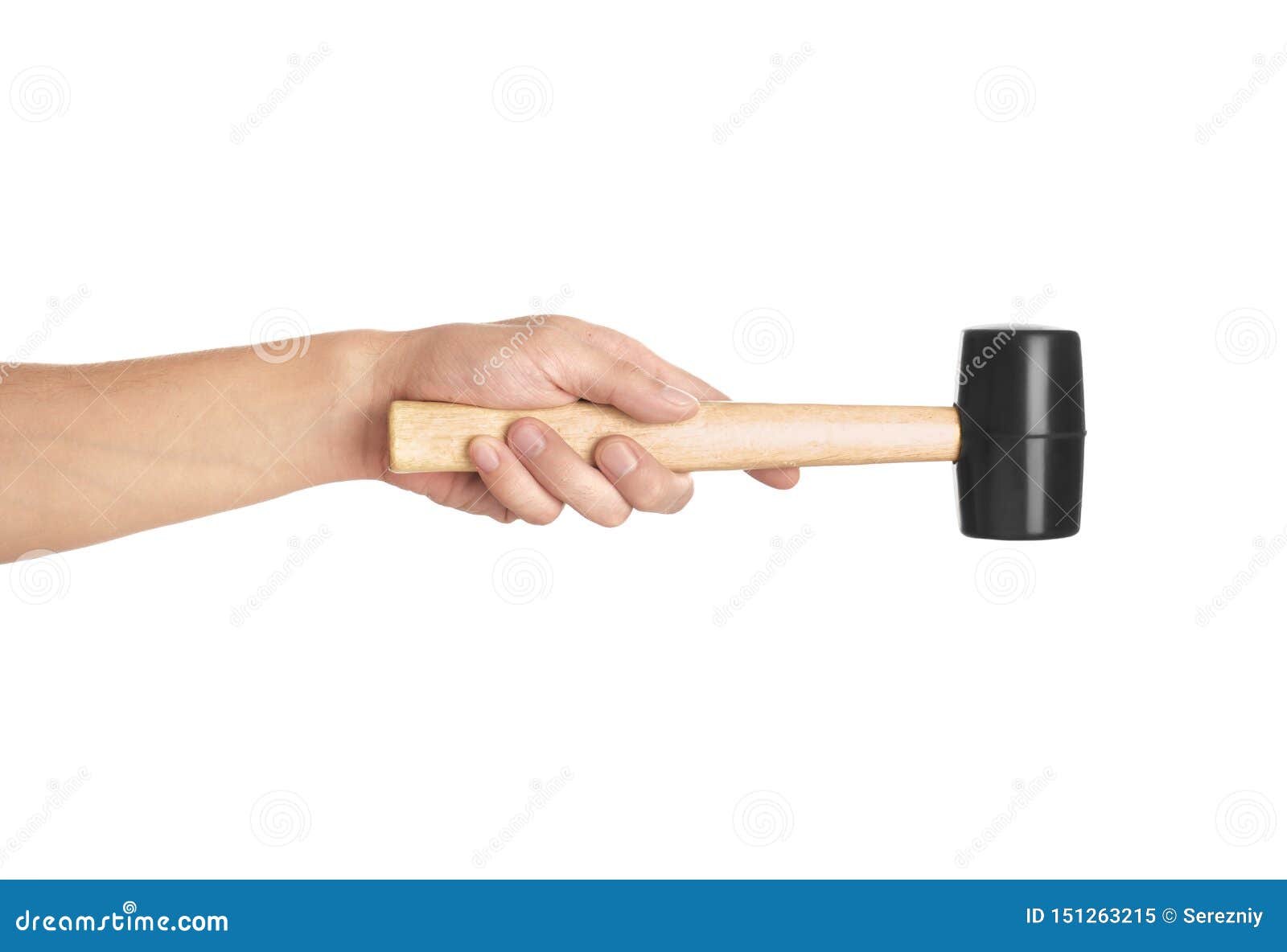 Male Hand with Hammer Isolated on White Stock Image - Image of male ...