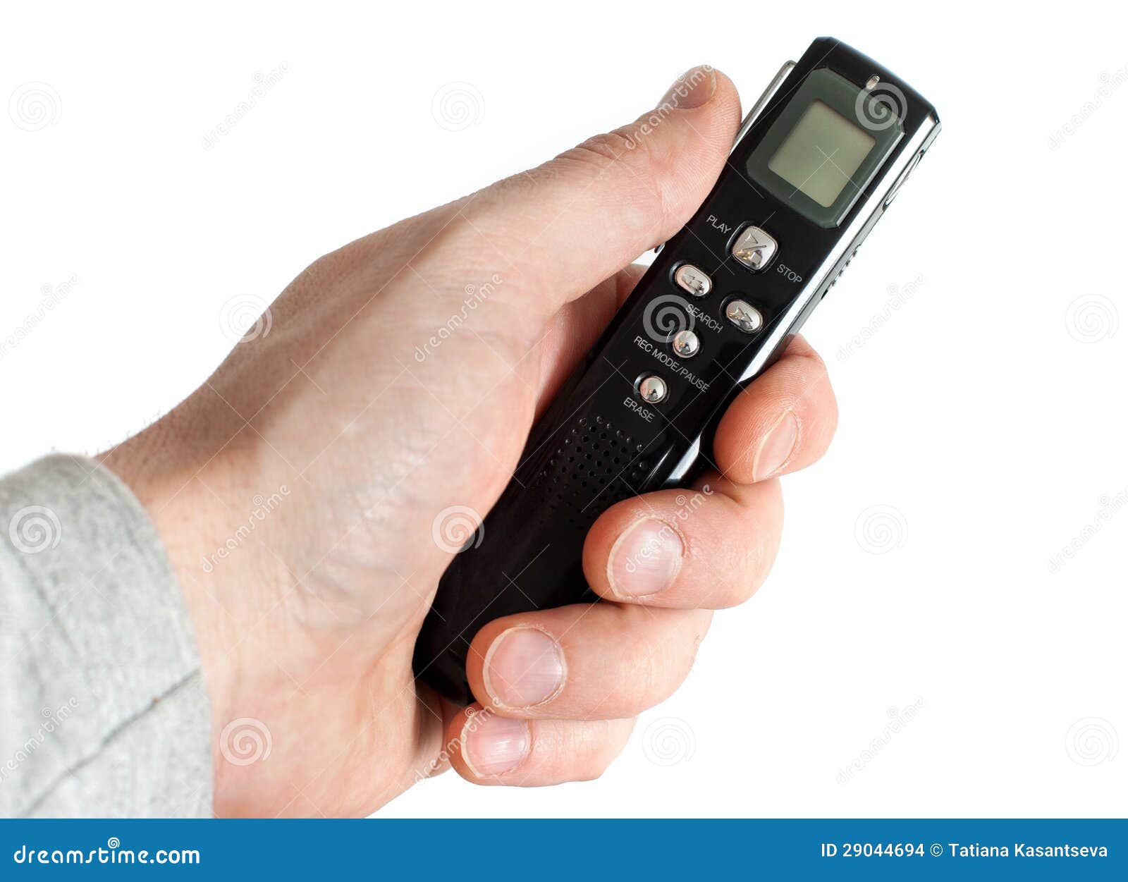 Male Hand Holding Audio Recorder Stock Photo - Image of memory ...