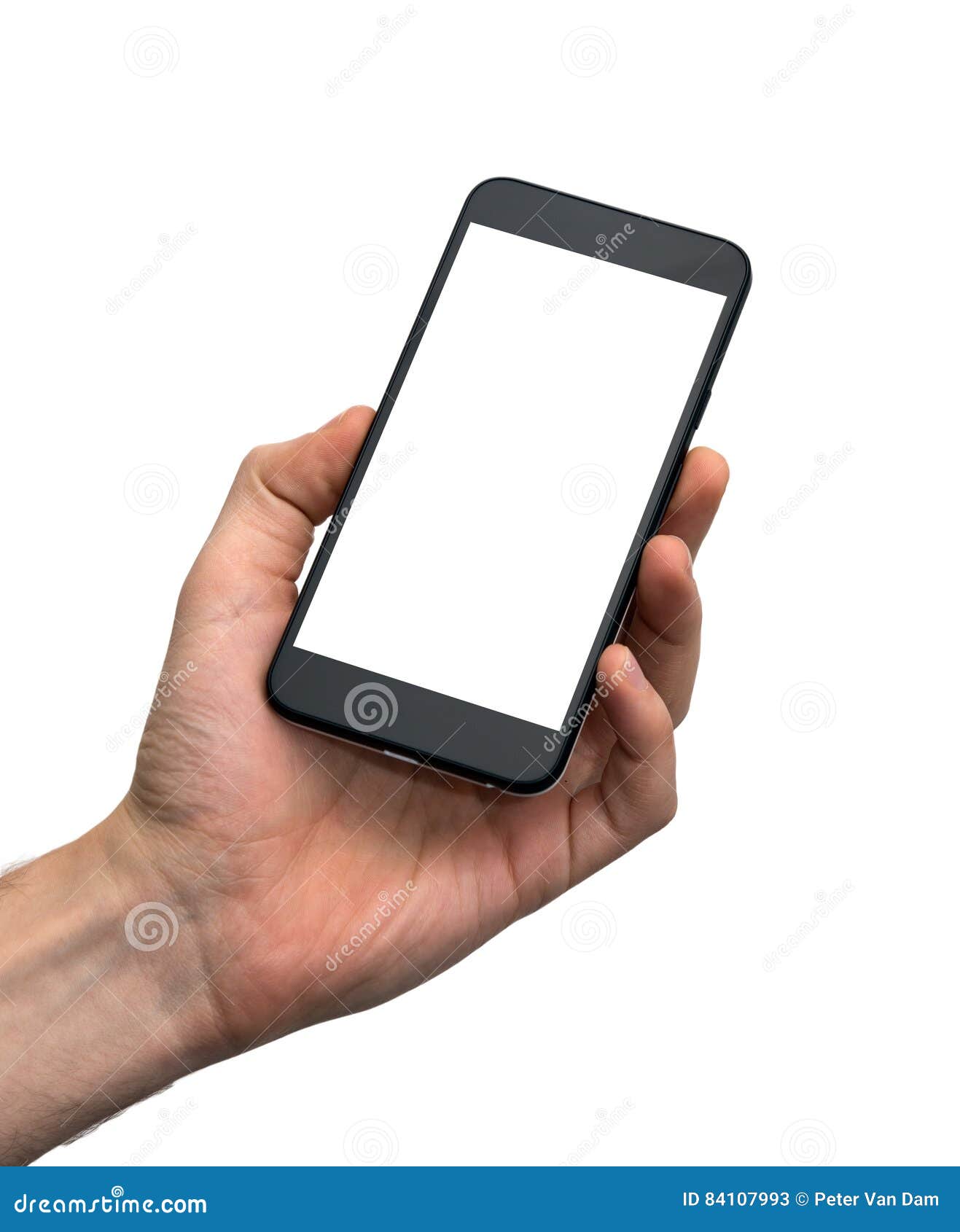 Male Hand Holding a Black Smart Phone Stock Image - Image of isolated ...
