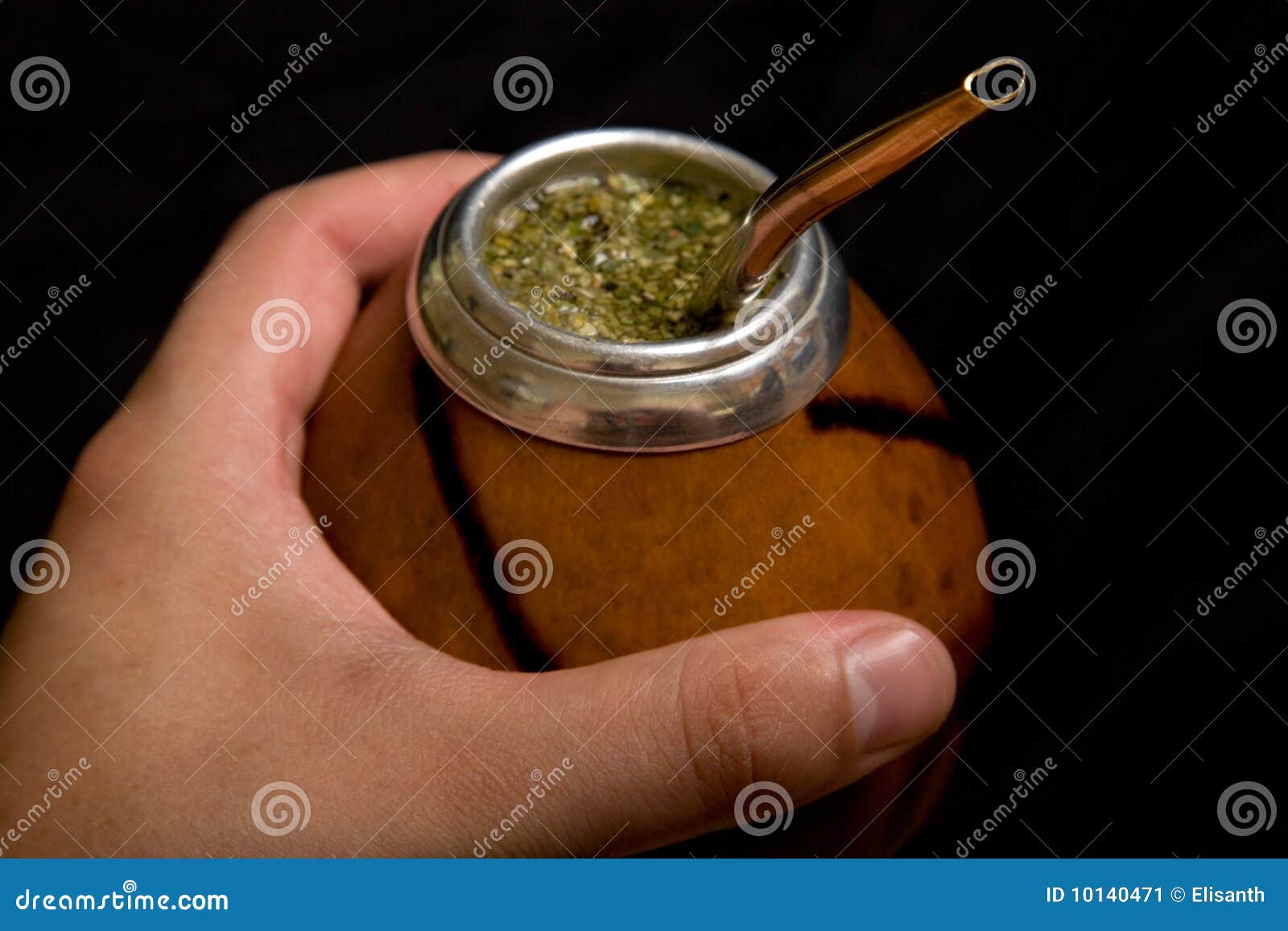 Male Hand Holding Calabash with Bombilla Stock Image - Image of focus ...