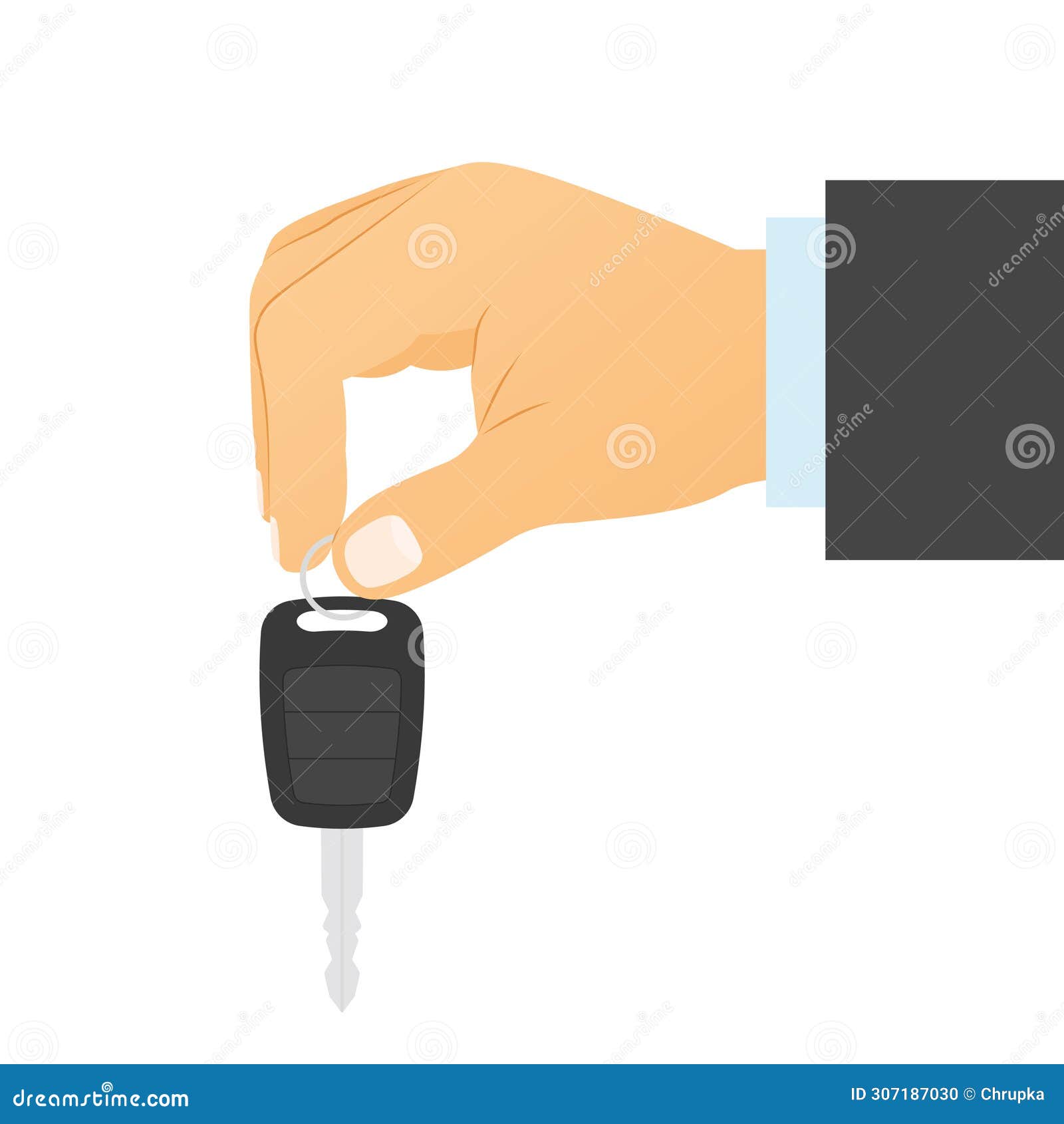 Male hand holding car key stock vector. Illustration of male - 307187030
