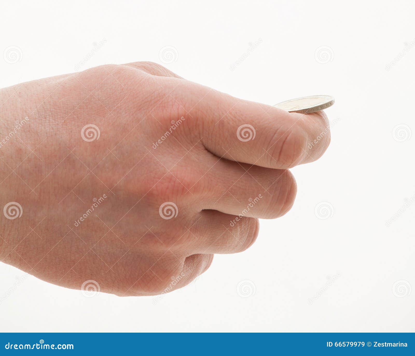 Male hand holding a coin stock image. Image of sign, failure - 66579979