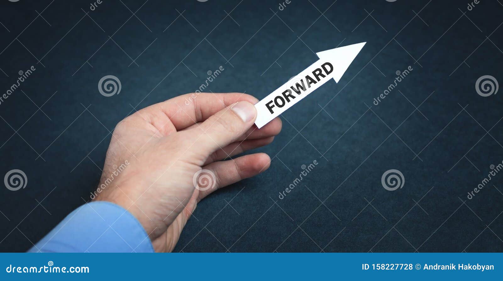 Male Hand Holding Forward Word on Paper Arrow Stock Photo - Image of ...