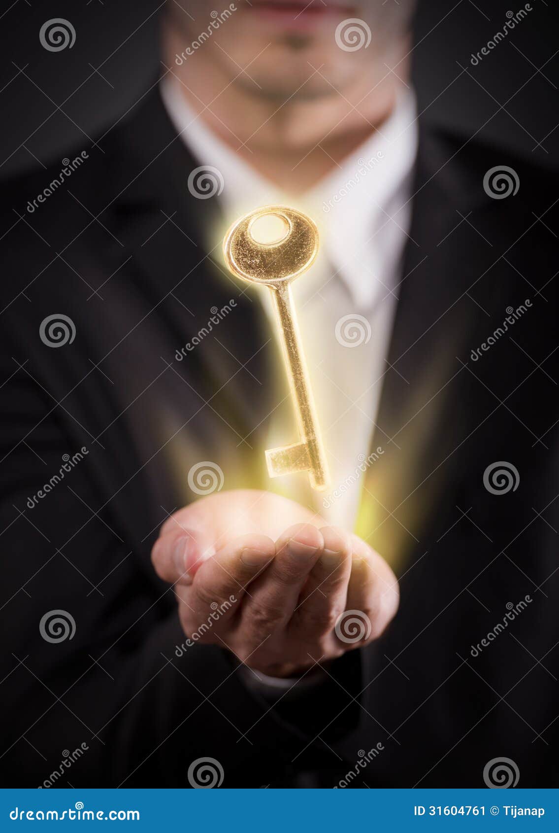Male Hand Holding a Golden Key Stock Image - Image of holding, idea ...