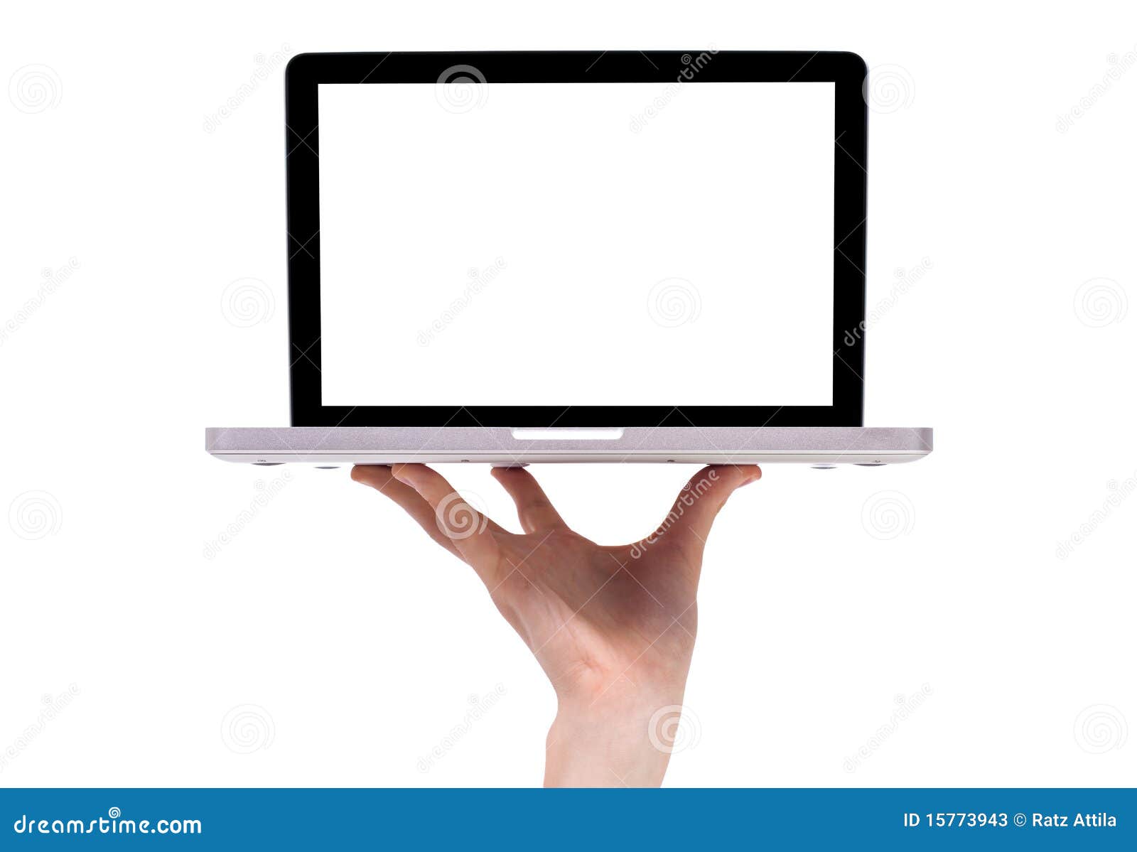 A Male Hand Holding a Laptop Stock Image - Image of blank, space: 15773943
