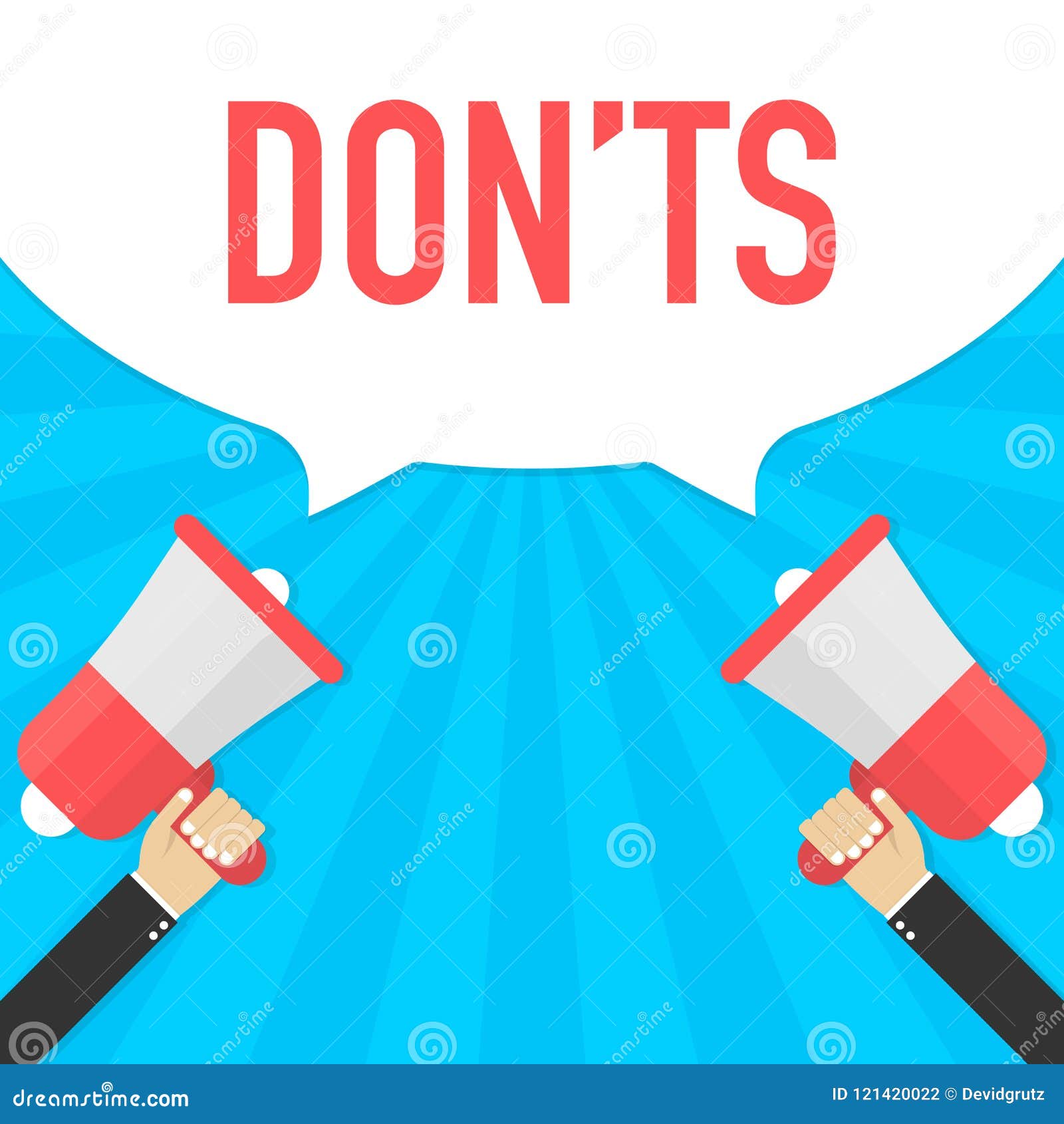Male Hand Holding Megaphone with Don`ts Speech Bubble. Loudspeaker ... Male Hand Holding Megaphone with Don`ts Speech Bubble. Loudspeaker ...