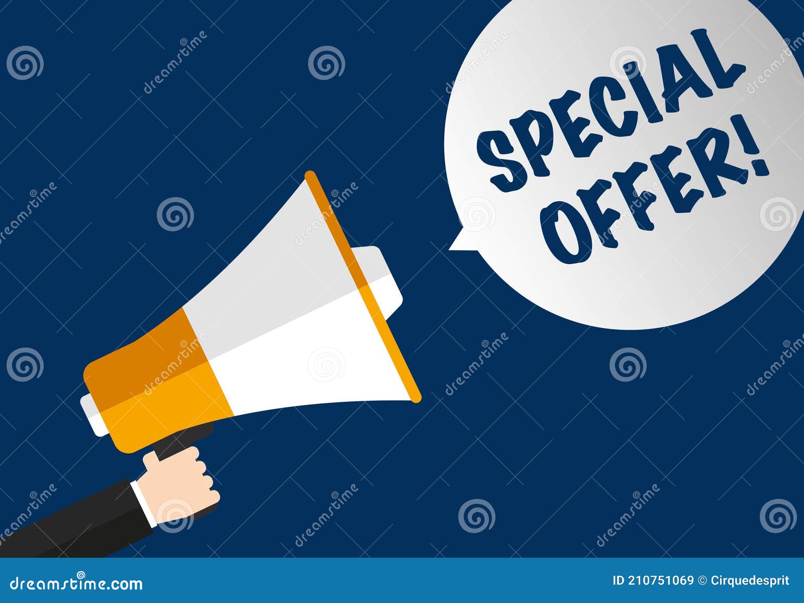 Male Hand Holding Megaphone - Special Offer in Speech Bubble Stock ... Male Hand Holding Megaphone - Special Offer in Speech Bubble Stock ...