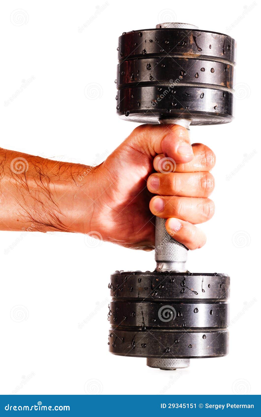 Male Hand is Holding Metal Barbell Stock Image - Image of pair ...