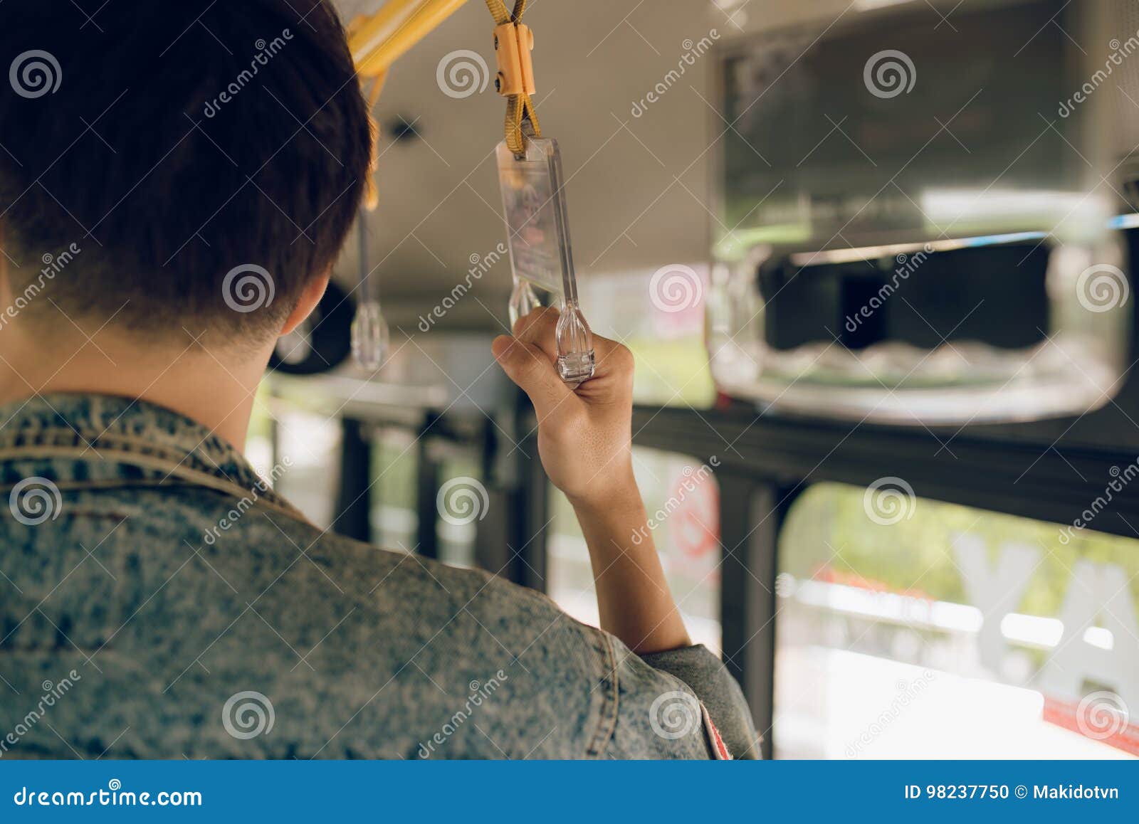 Male Hand Holding Onto a Handle of Bus Stock Photo - Image of safety ...