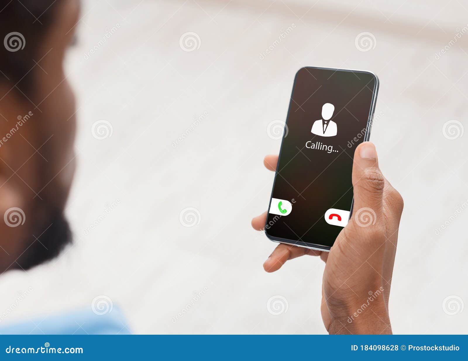 Male Hand Holding Phone with Incoming Call Stock Photo - Image of ...