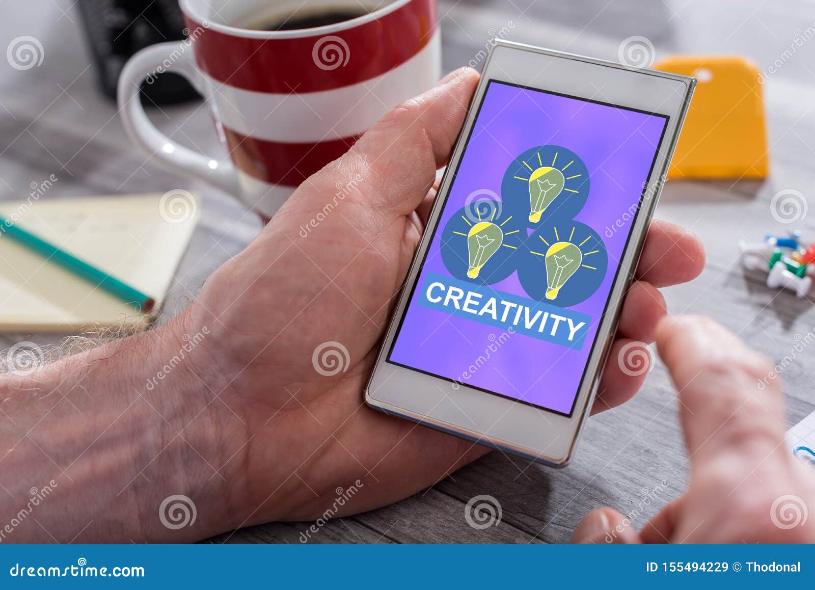 Creativity Concept on a Smartphone Stock Image - Image of imagination ...