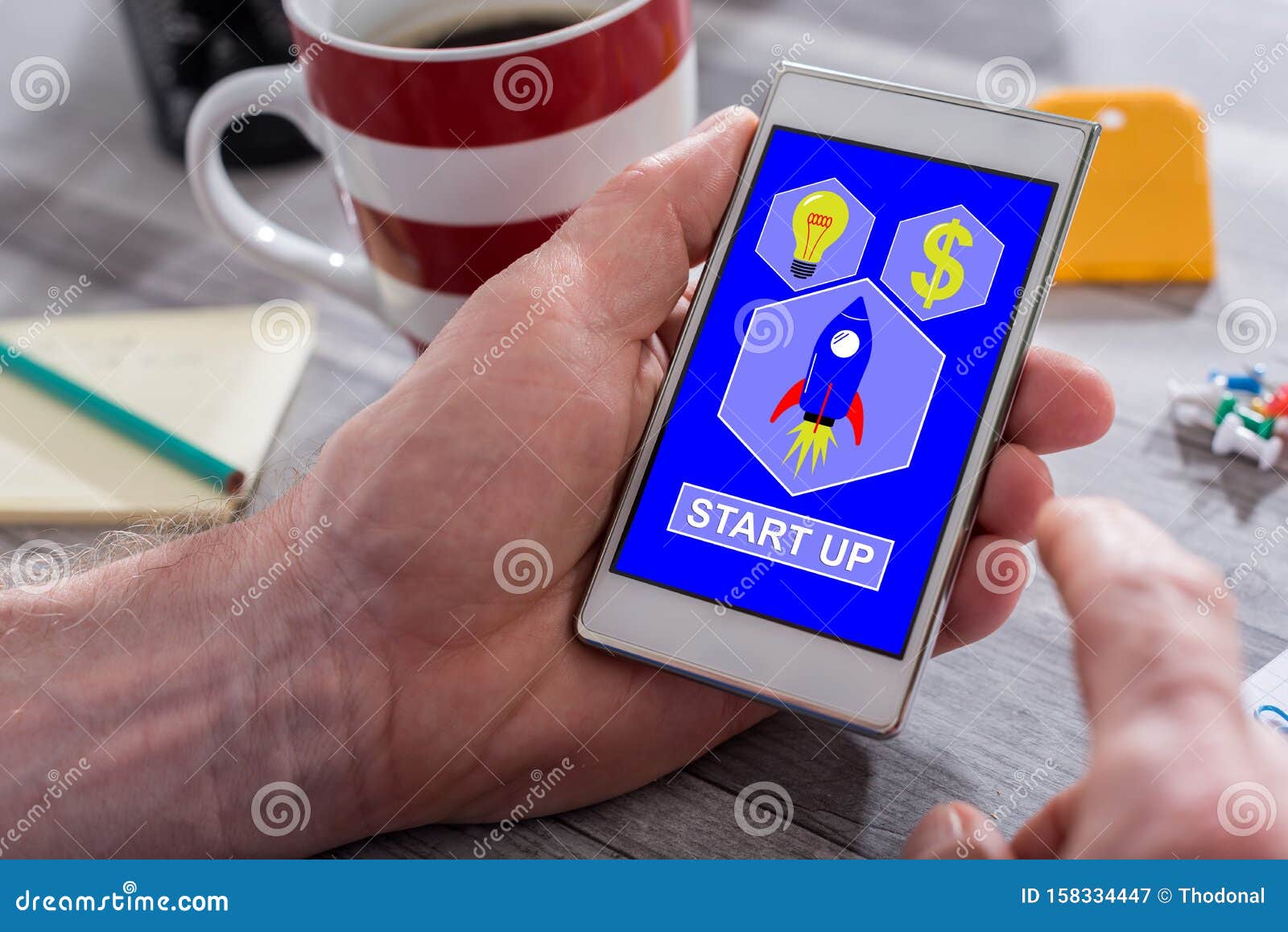 Start Up Concept on a Smartphone Stock Image - Image of idea, vision ...