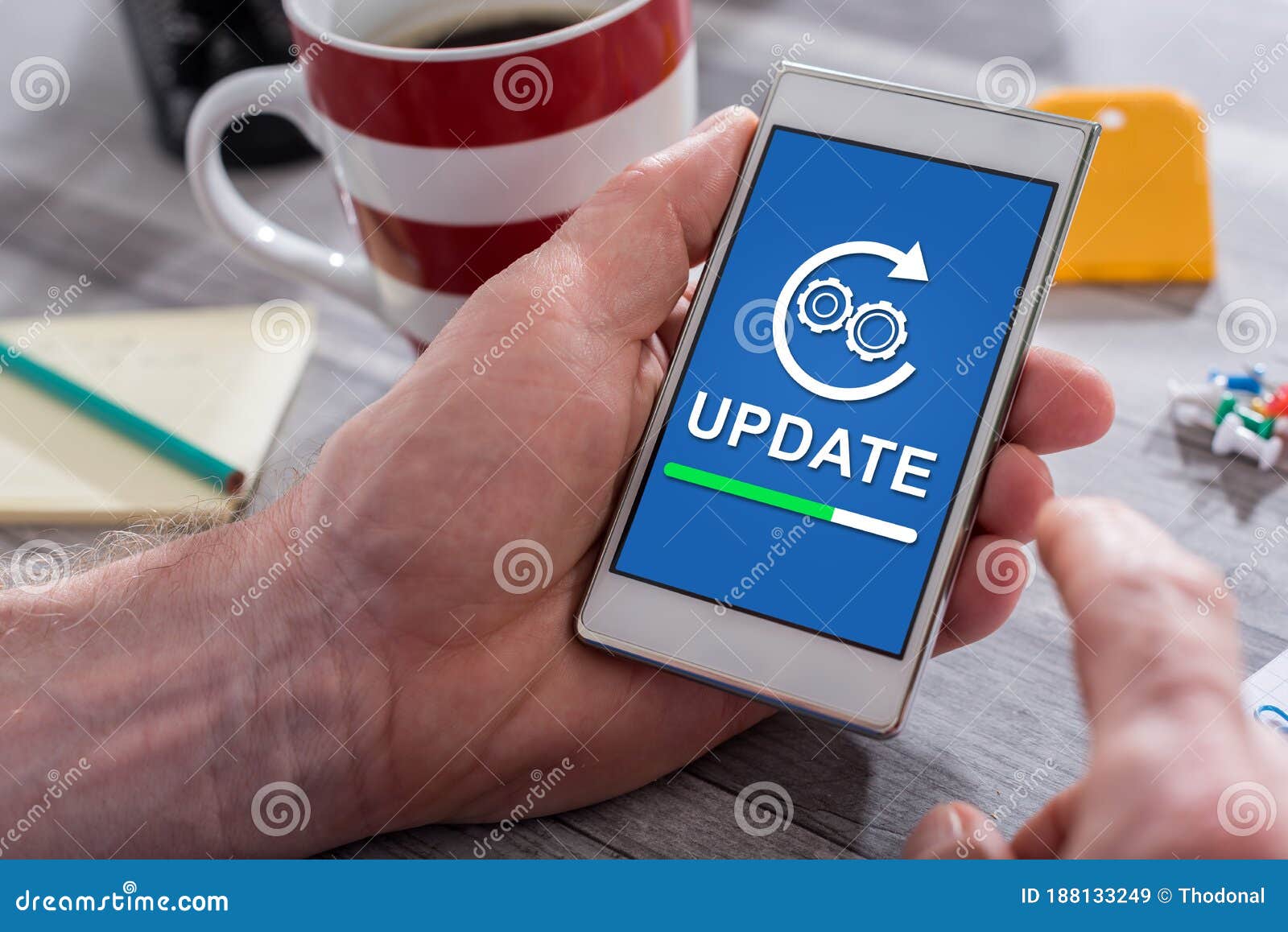 Update Concept on a Smartphone Stock Image - Image of installation ...