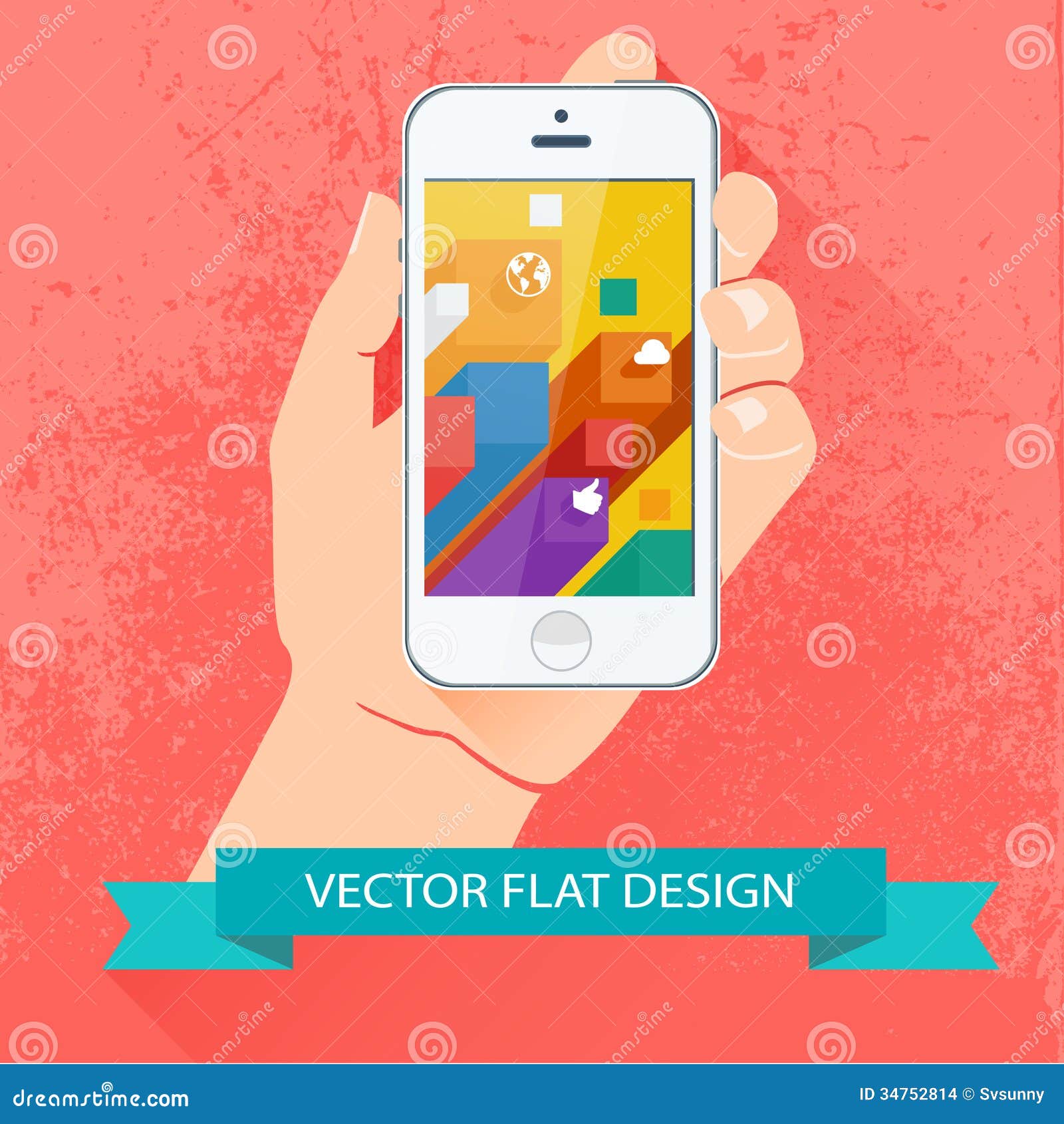 Male Hand Holding Smartphone. Vector Flat Design Stock Illustration ...