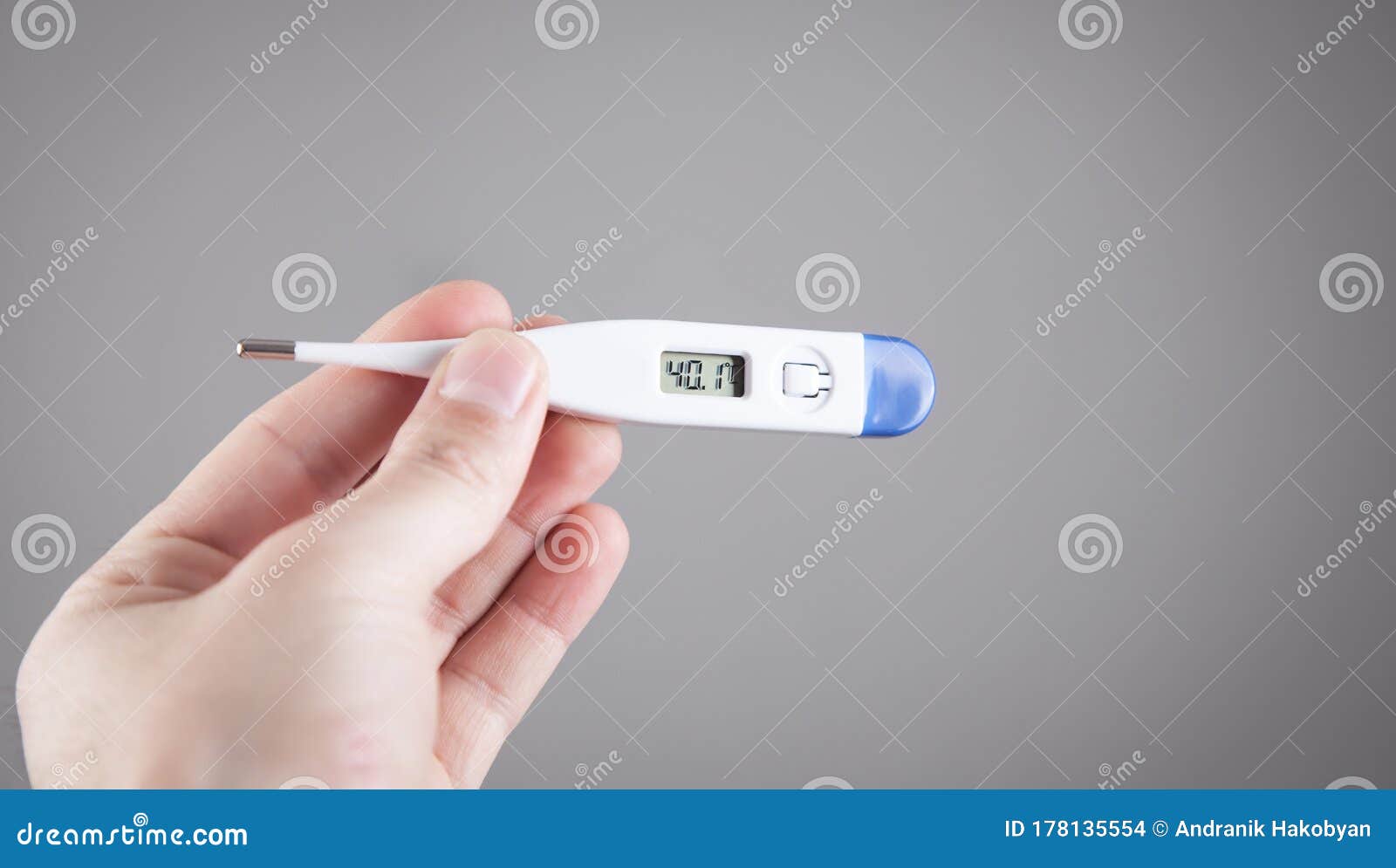 Male Hand Holding Thermometer. High Temperature Stock Photo - Image of ...