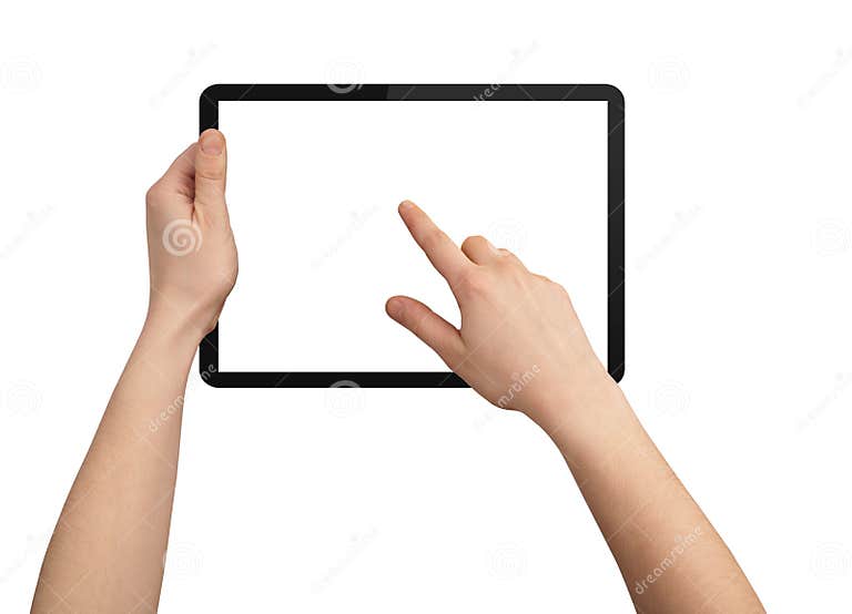 A Male Hand Holding a Touchpad Pc Stock Image - Image of tablet, screen ...