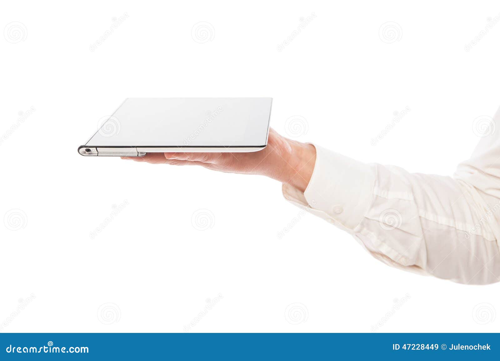 Male Hand Holding Touchpad Pc Isolated Stock Image - Image of modern ...