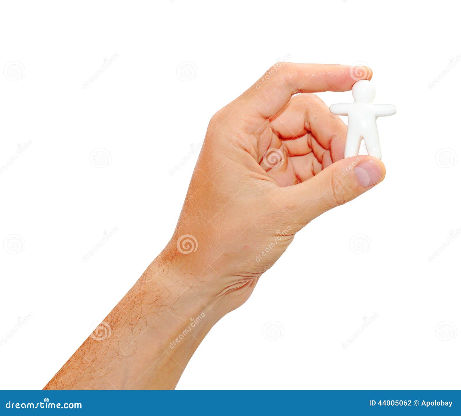 Male Hand Holding a Toy Man Stock Photo - Image of communication ...