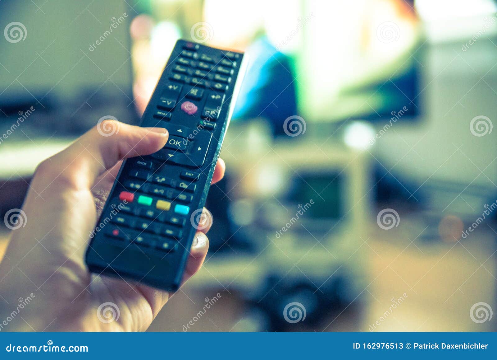 Male Hand is Holding TV Remote Control, Smart TV Stock Image - Image of ...