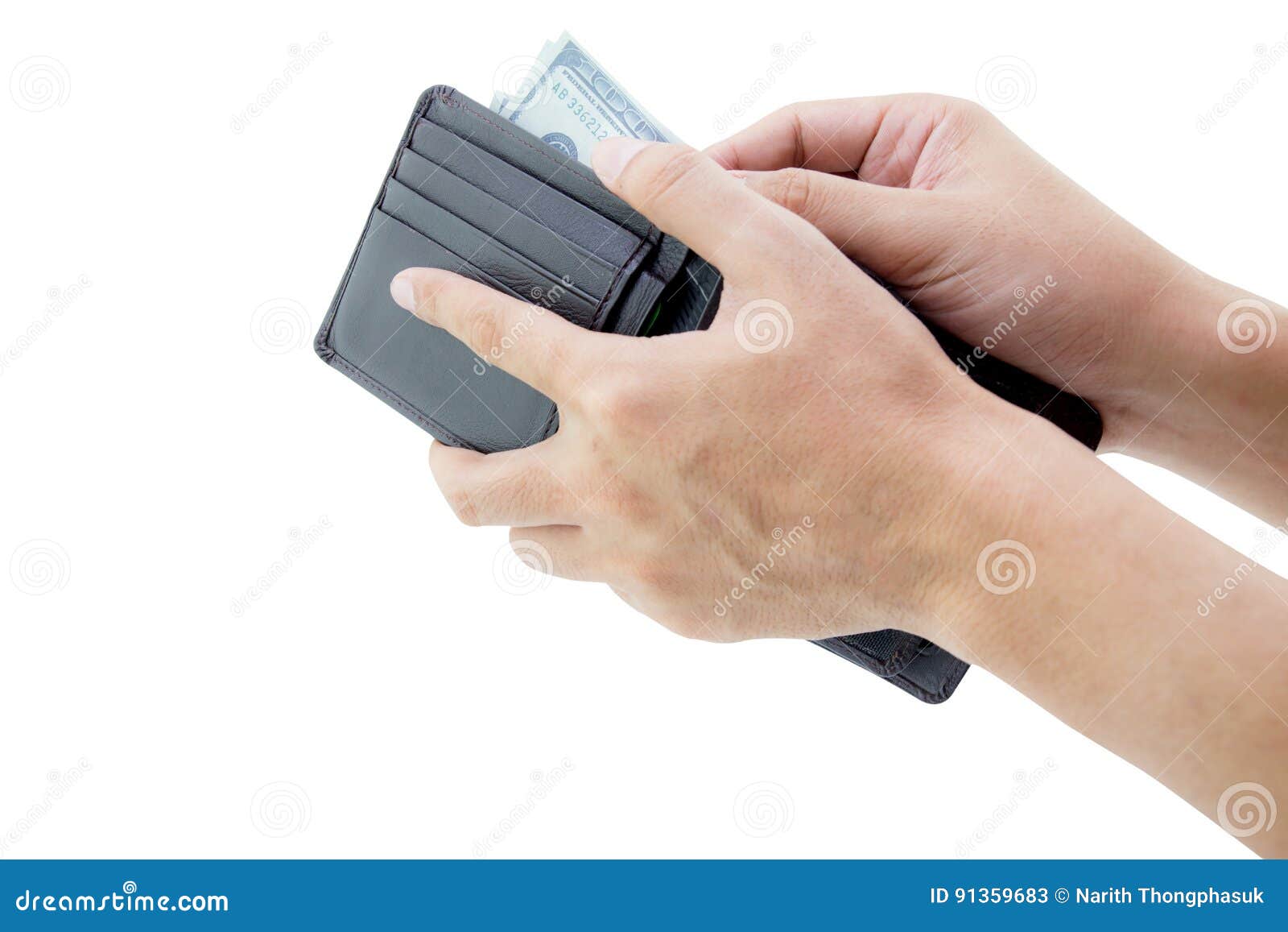 Male Hand Holding Wallet Isolated Over White Background. Stock Image ...