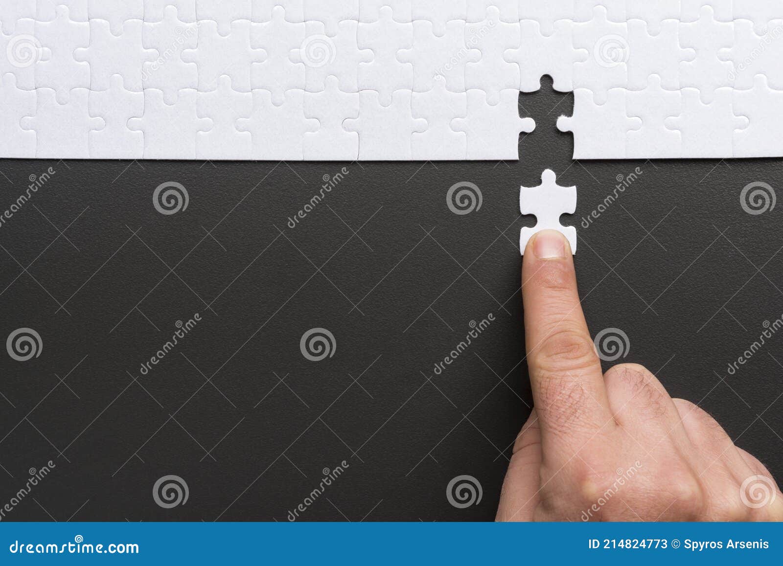 Male Hand Holds the Last Piece of the Puzzle Stock Image - Image of ...