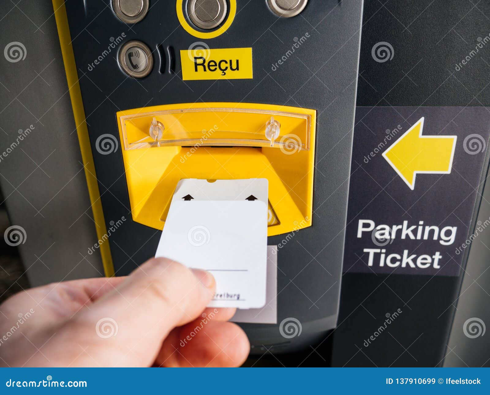 Male Hand Inserting Parking Ticket at Electronic Machine Stock Image ...