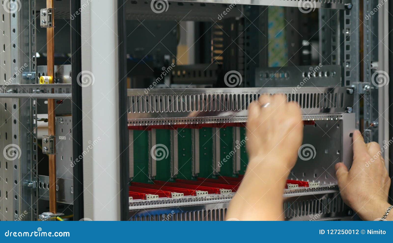 Male Hand Installing Modules in 19-inch Server Rack Box Stock Footage ...