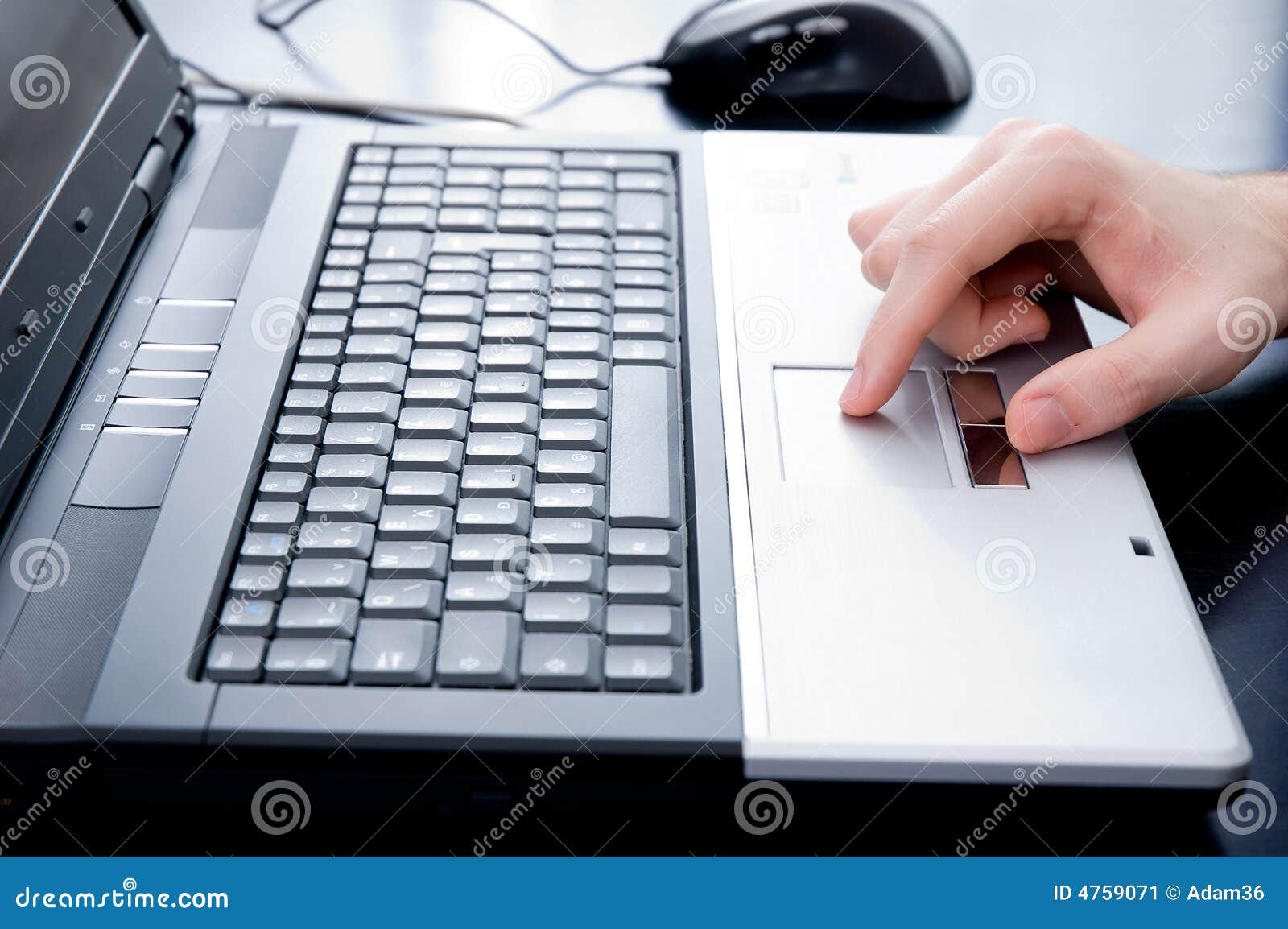 Male Hand on Notebook Touchpad Stock Image - Image of touching, pushing ...