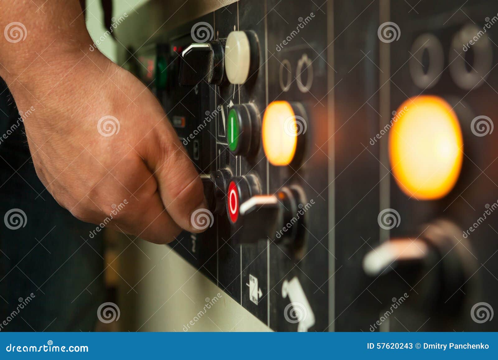 Male Hand Operating Switches and Buttons. Stock Image - Image of danger ...