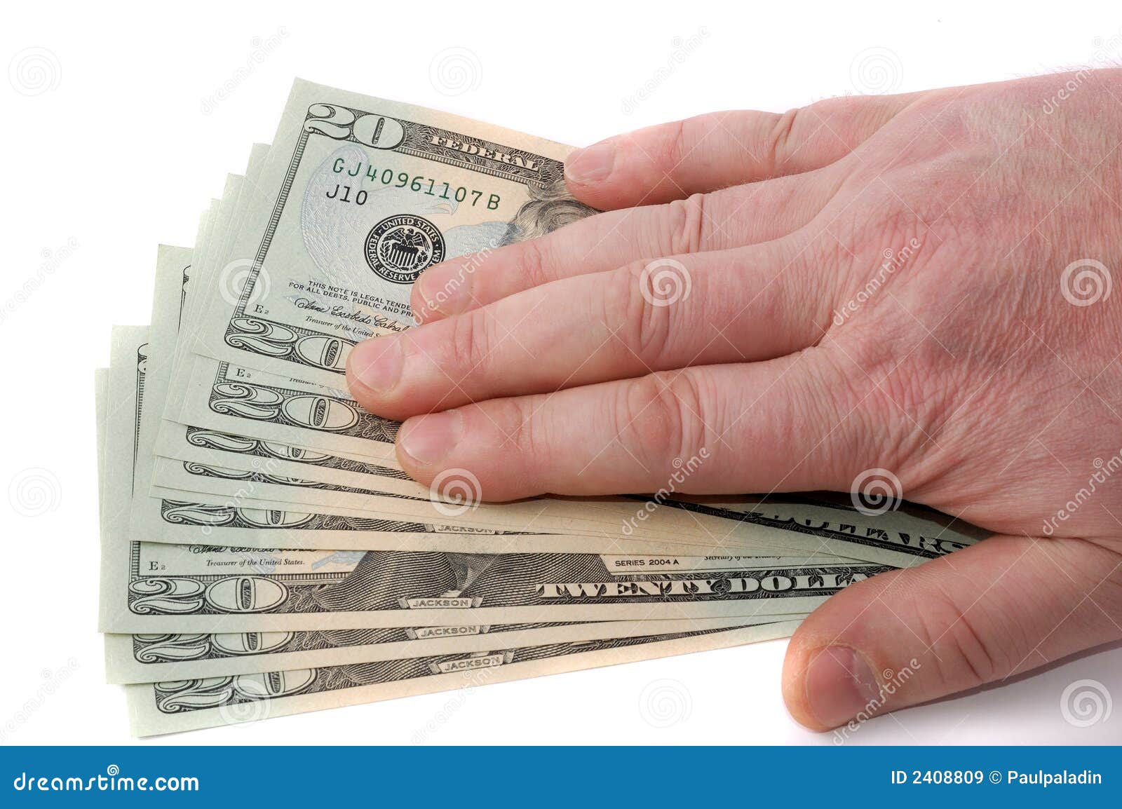 Male hand over dollars stock image. Image of buying, hold - 2408809
