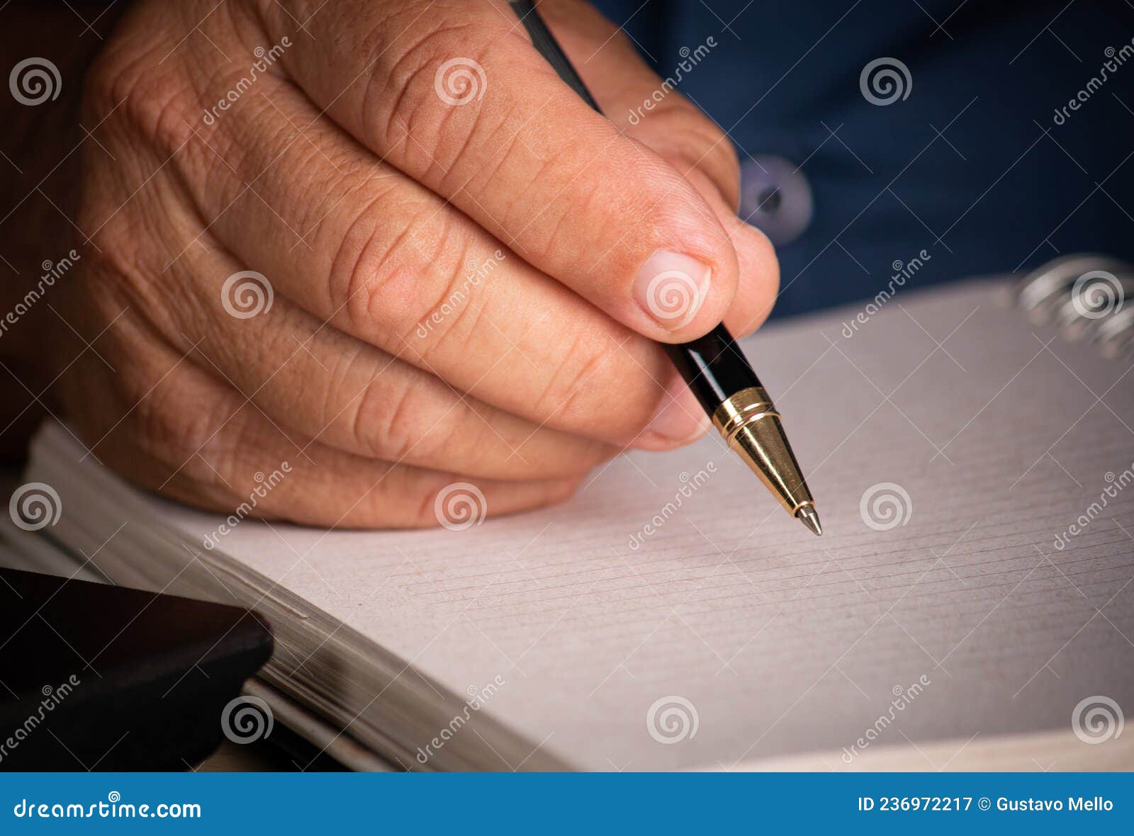 Male Hand with Pen Signing on Blank Sheet Stock Image - Image of note ...