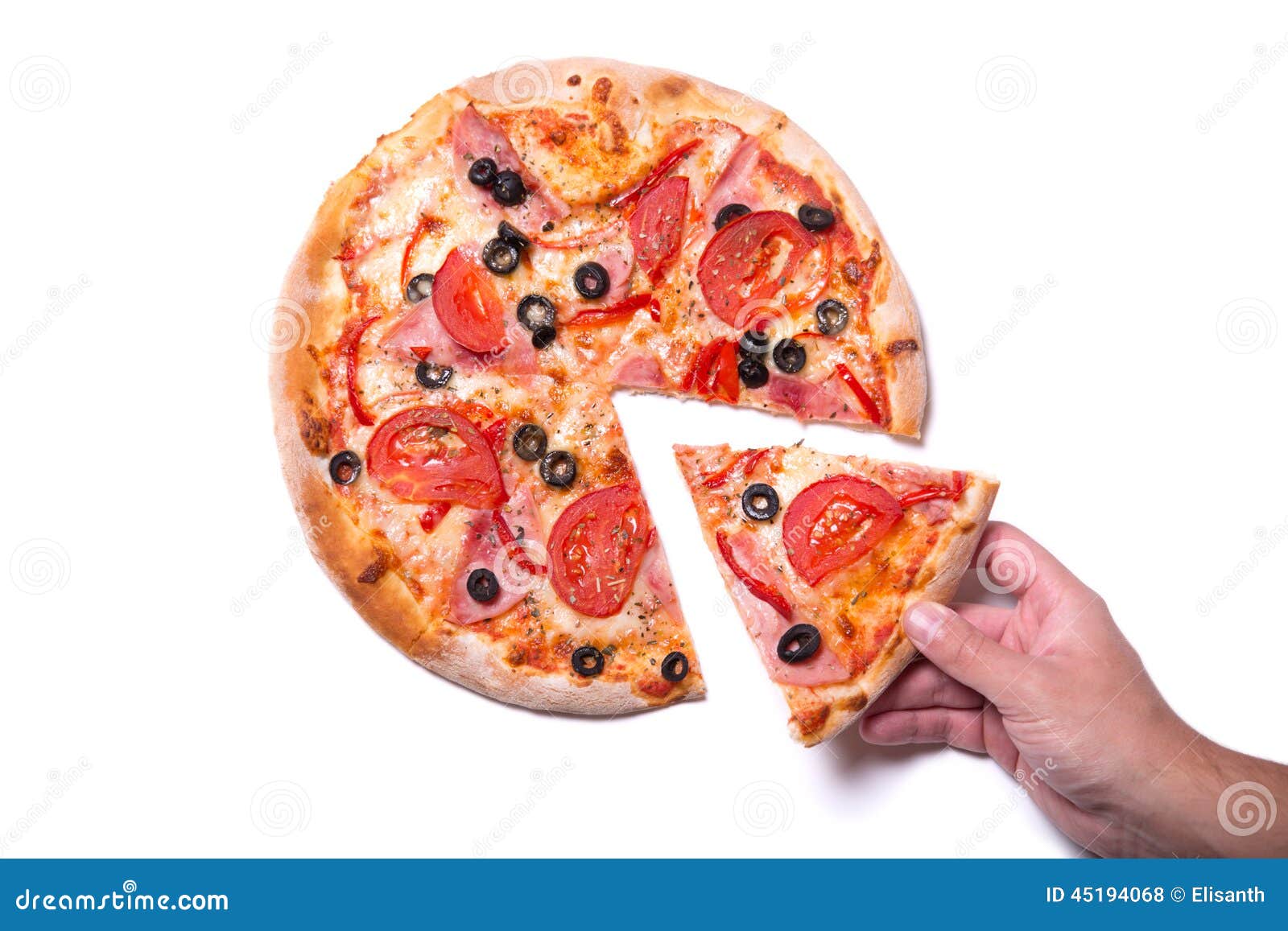 Male Hand Picking Pizza Slice Stock Photo - Image of cooked, background ...