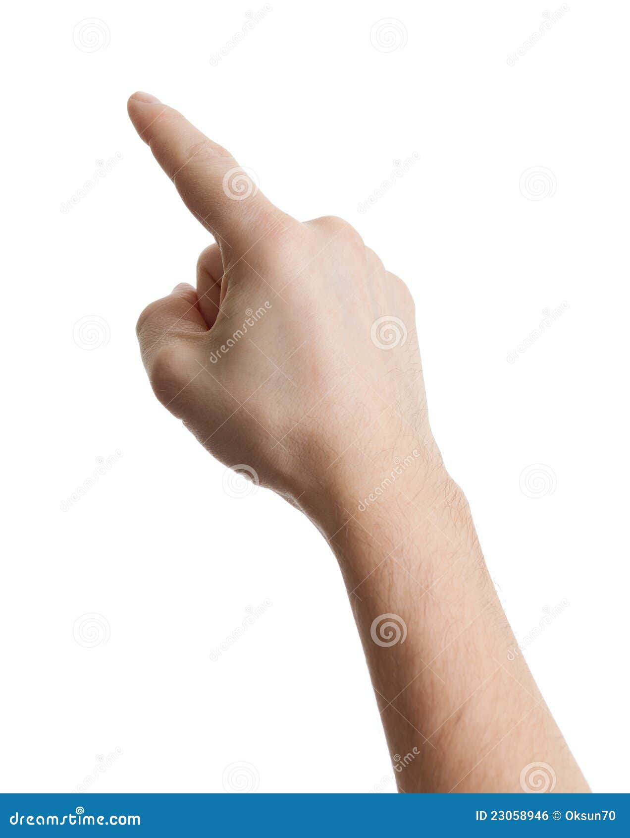 Male Hand Pointing, Touching or Pressing on White Stock Photo - Image ...