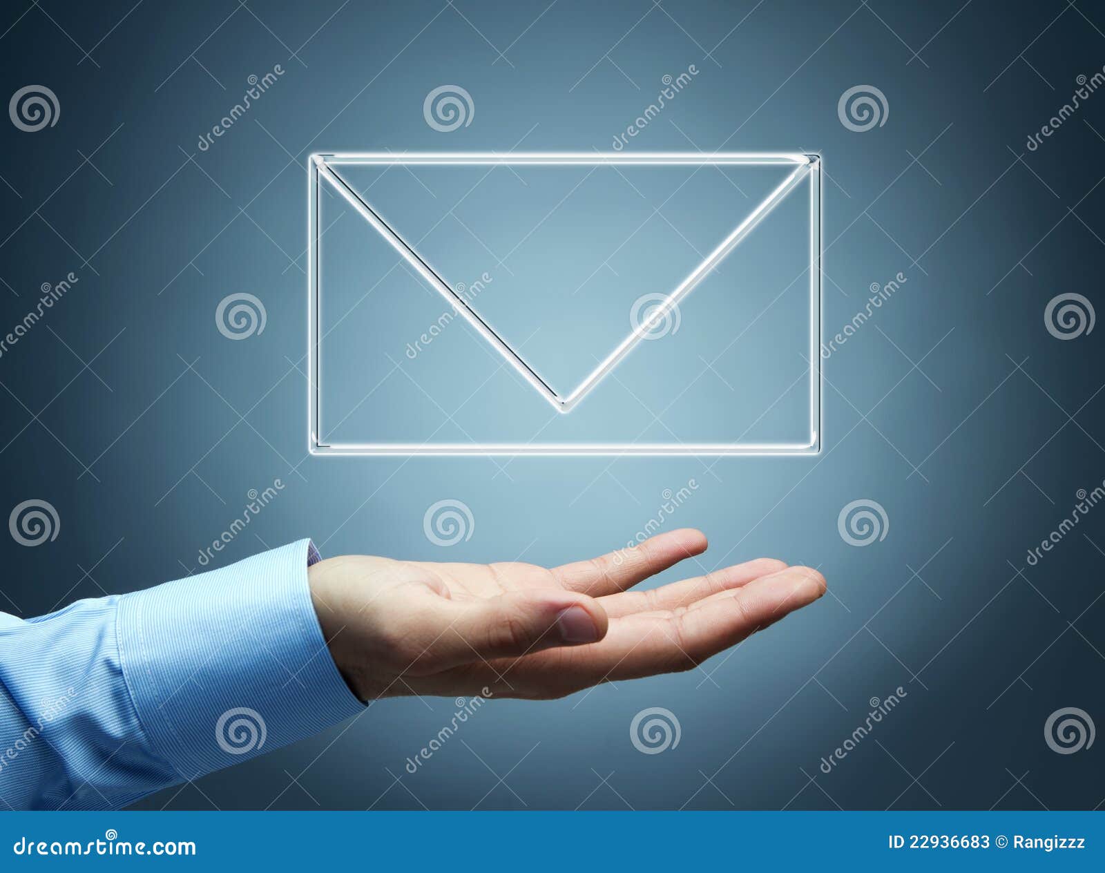 Male Hand Presenting Virtual Mail Icon Stock Image - Image of data ...